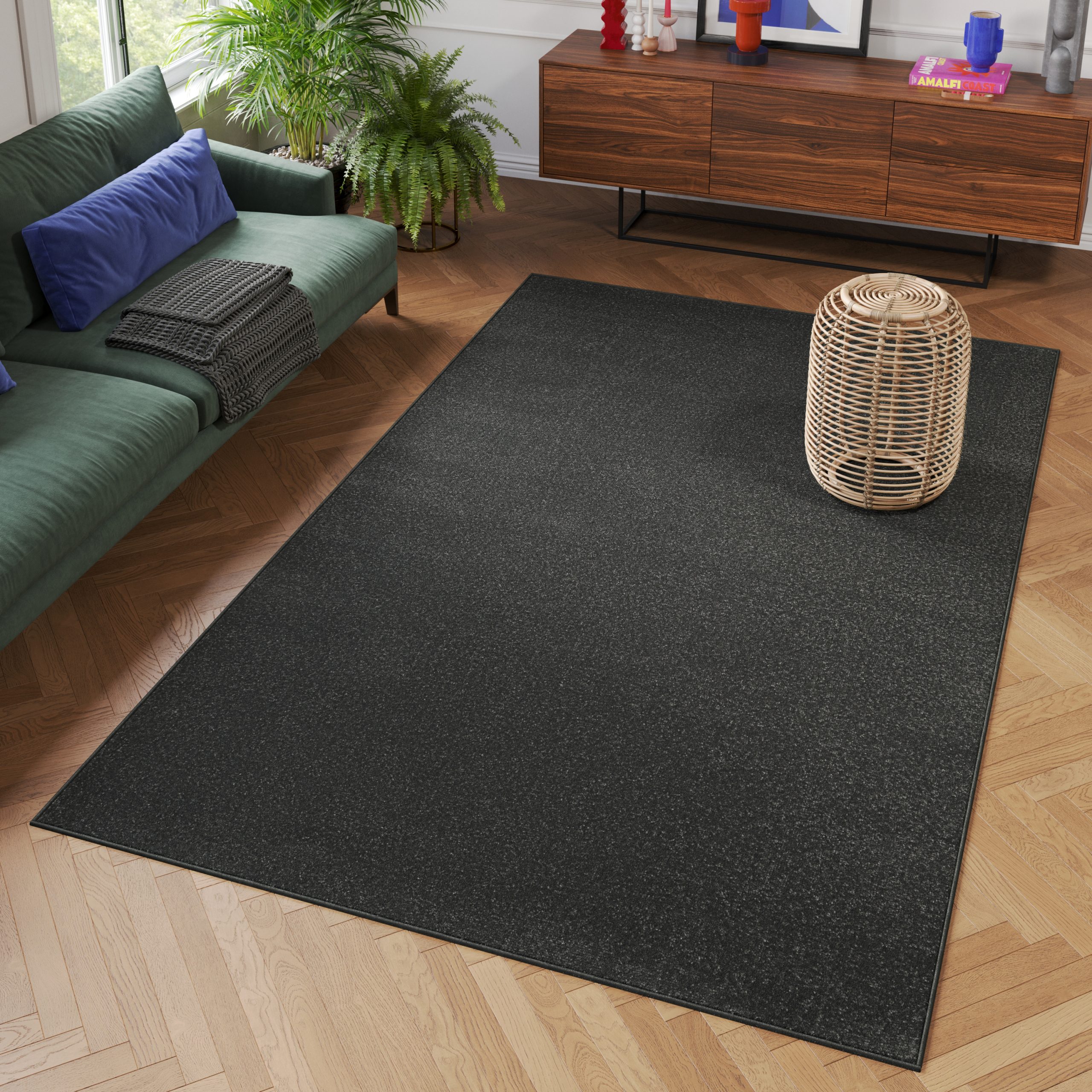 Area Rug Mono Indoor Outdoor Dark Grey - Tapiso