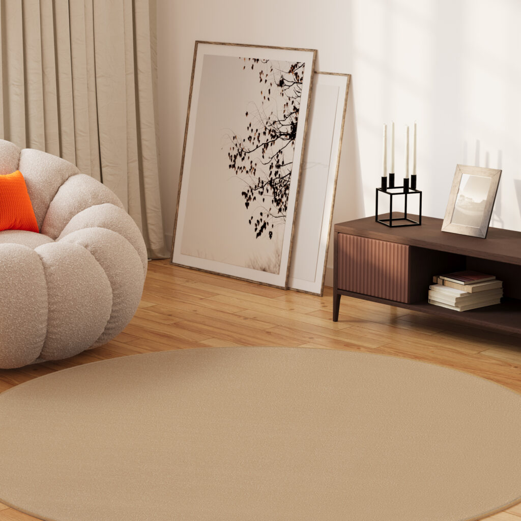 Area Rug Mono Round Indoor Outdoor Beige - Tapiso