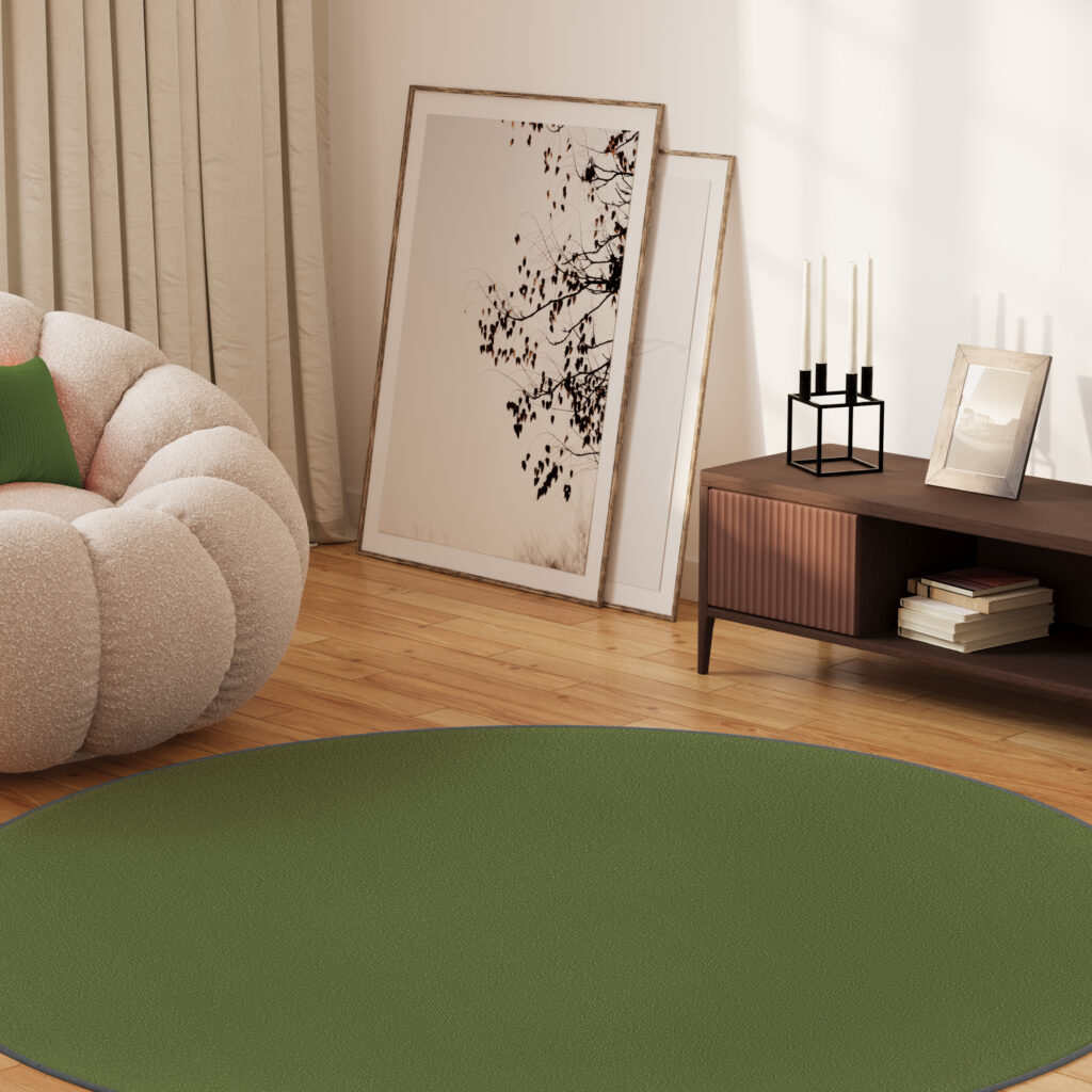 Area Rug Mono Round Indoor Outdoor Green - Tapiso
