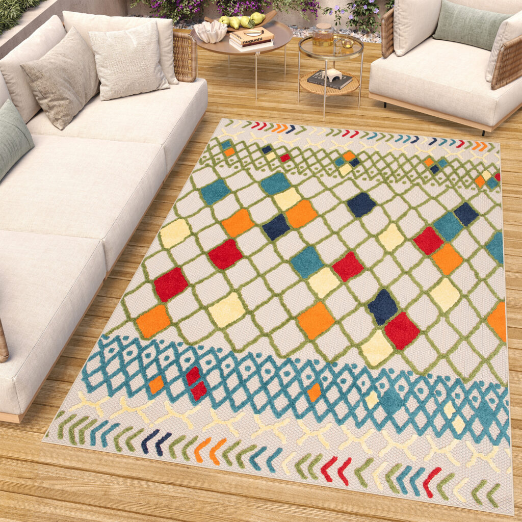 Area Rug Patio Outdoor Multicolour Ethnic - Tapiso
