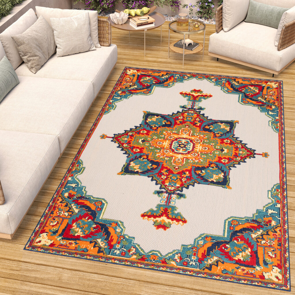Area Rug Patio Outdoor Multicolour Vintage - Tapiso