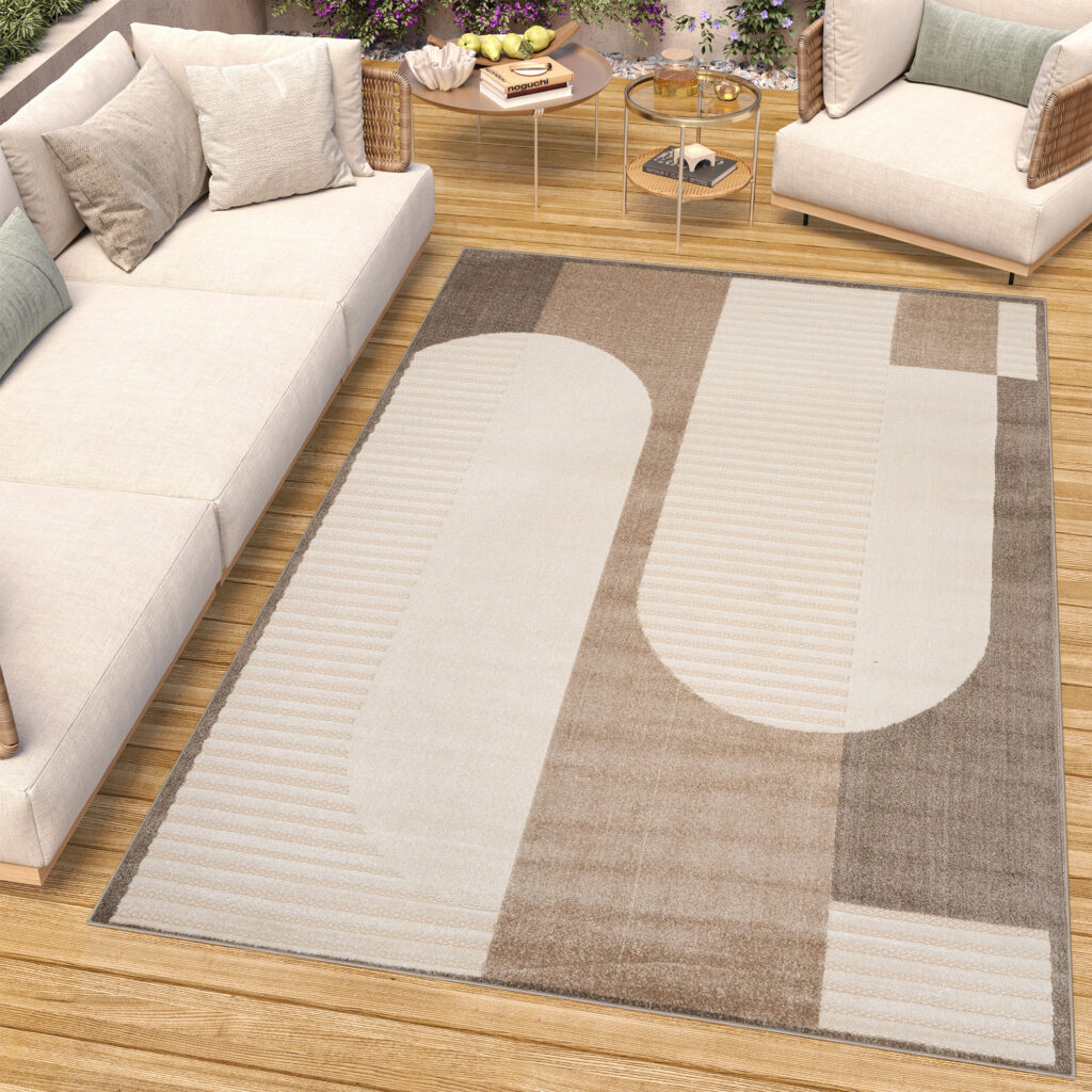 Area Rug Patio Outdoor Cream Brown - Tapiso